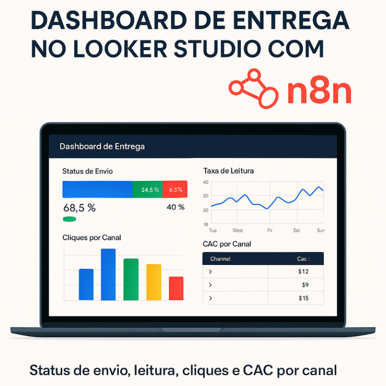 Dashboard de entrega no Looker Studio com n8n e CAC