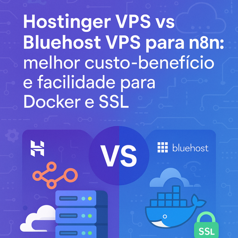 Hostinger VPS vs Bluehost VPS para n8n: custo e Docker
